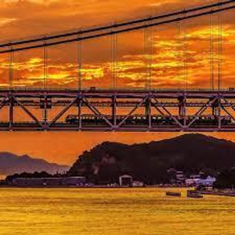 瀬戸大橋に沈む夕日岡山県与島付近でっせ しばさんのフォト 趣味人倶楽部しゅみーとくらぶ