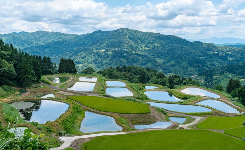 新潟県山古志の金倉山から棚田棚池をみる 24 7 みかんの花さんのフォト 趣味人倶楽部しゅみーとくらぶ